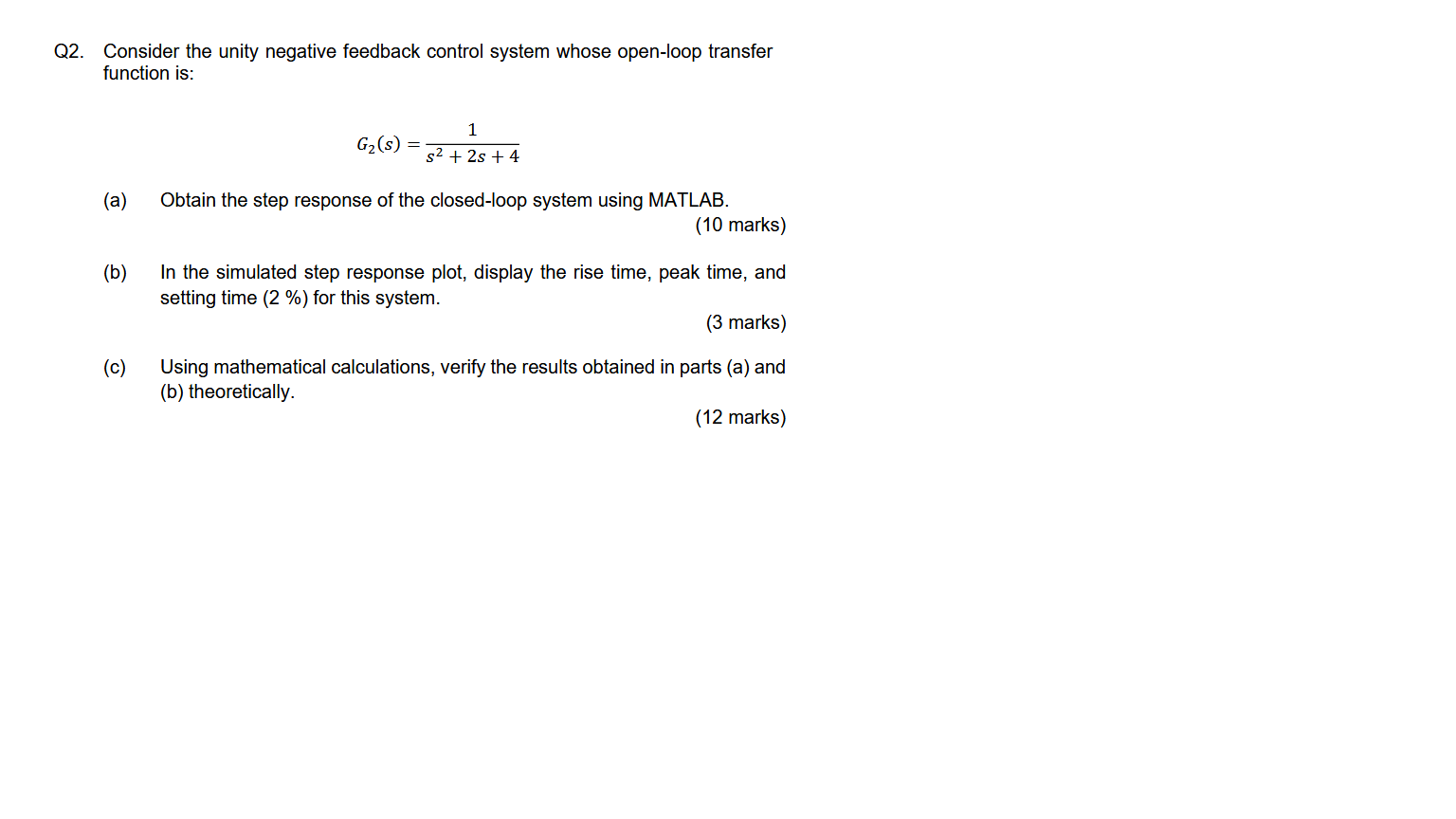 Solved Q2. Consider the unity negative feedback control | Chegg.com