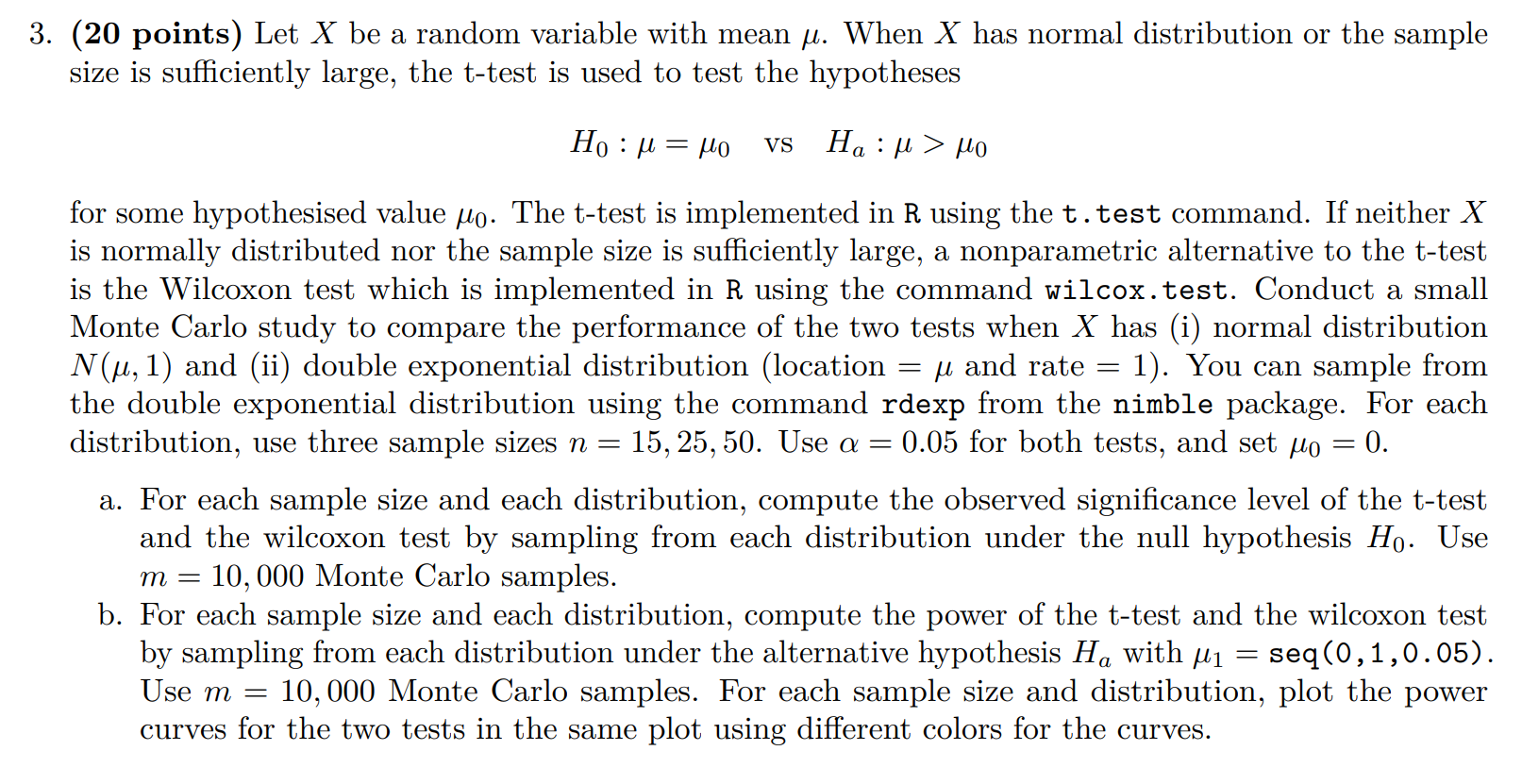 Solved 3. (20 points) Let X be a random variable with mean | Chegg.com