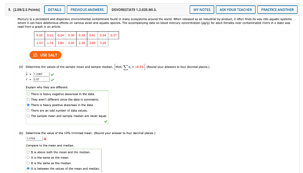 Solved 8. [2.09/2.5 Points) DETAILS PREVIOUS ANSWERS | Chegg.com