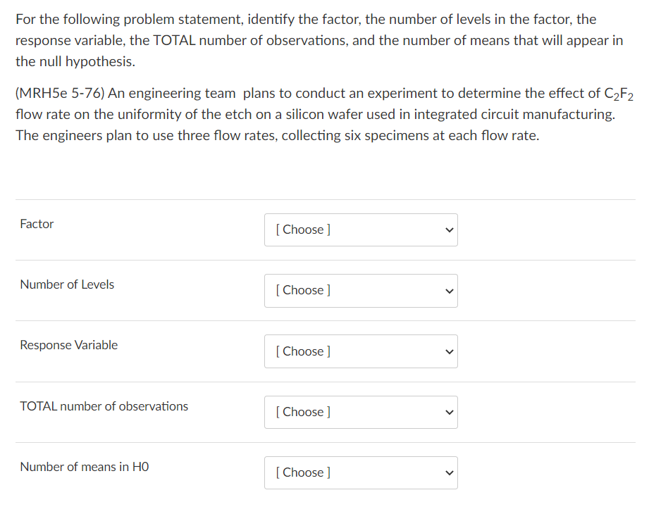 Solved For the following problem statement, identify the | Chegg.com
