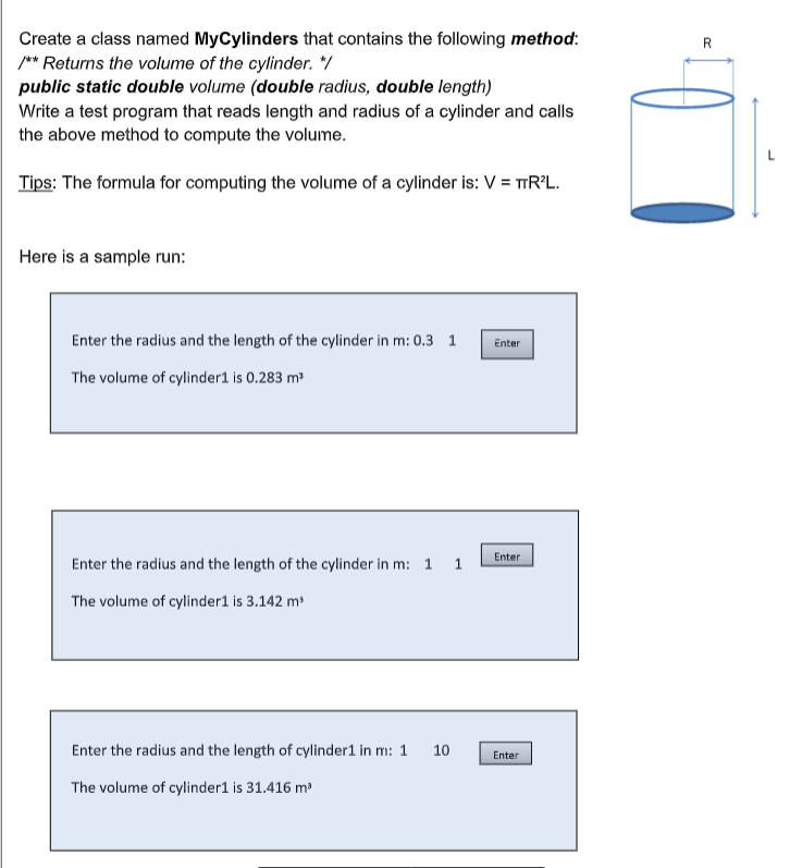 Solved R Create a class named MyCylinders that contains the | Chegg.com