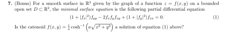 Solved 7. (Bonus) For a smooth surface in R3 given by the | Chegg.com