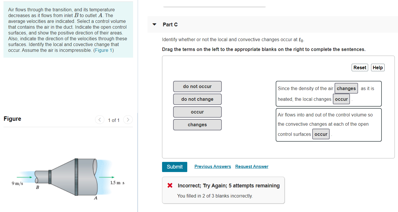 Solved Part C Air flows through the transition, and its | Chegg.com