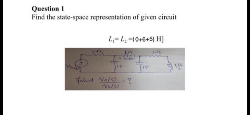 Solved Question 1 Find the state-space representation of | Chegg.com
