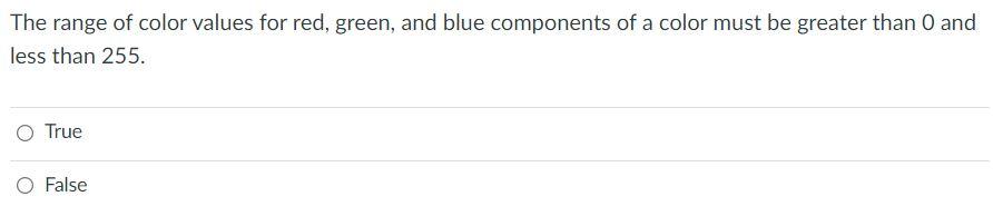 Solved The range of color values for red, green, and blue | Chegg.com