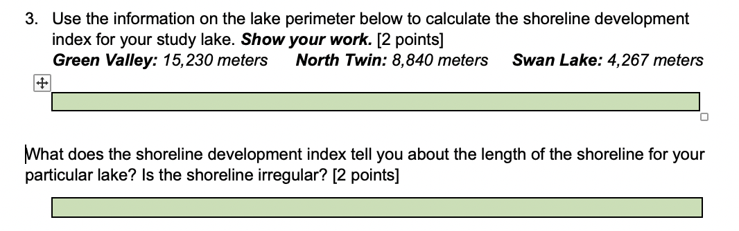 Solved 3. Use the information on the lake perimeter below to | Chegg.com