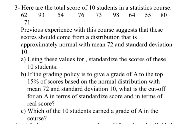 Solved Here are the total score of 10 students in a | Chegg.com