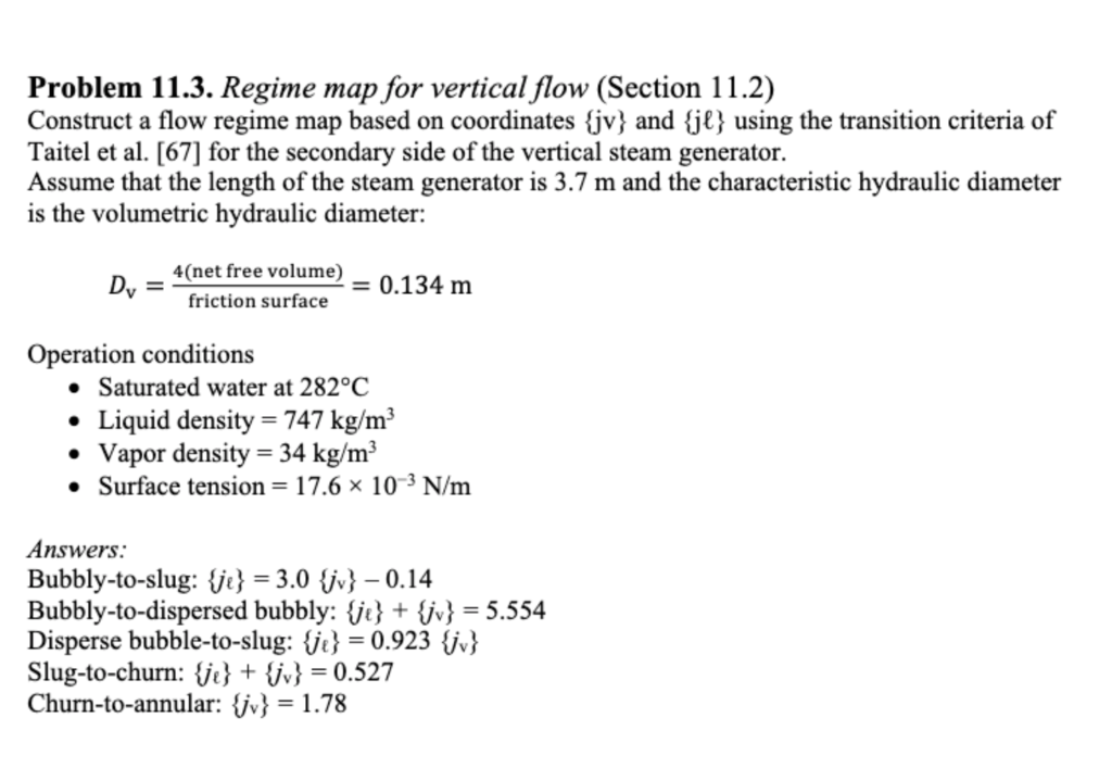 Problem 11.3. Regime map for vertical flow (Section | Chegg.com