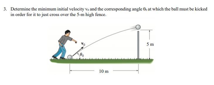 Solved 3. Determine the minimum initial velocity vo and the | Chegg.com