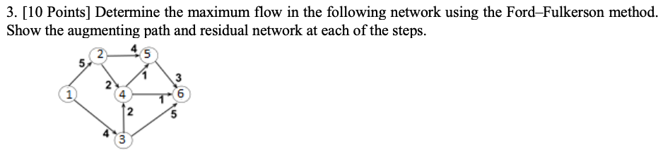 Solved 3. [10 Points) Determine the maximum flow in the | Chegg.com