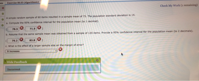 Solved Exercise 08.03 (Algorithmic) ns Check My Work (1 | Chegg.com