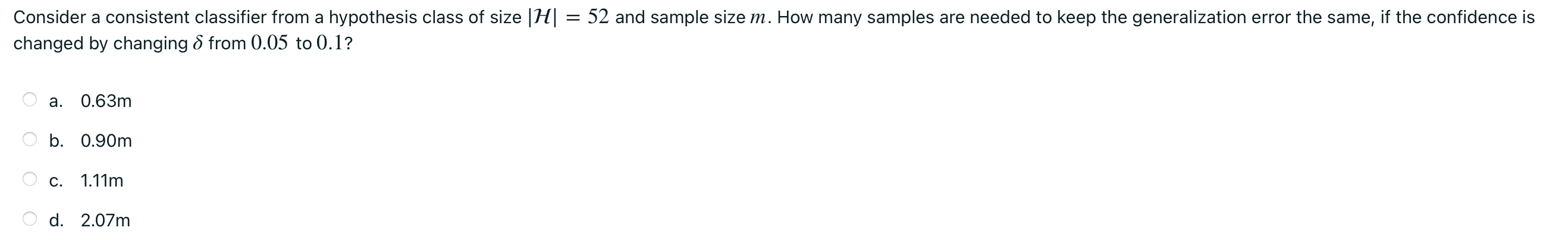 Solved Consider A Consistent Classifier From A Hypothesis