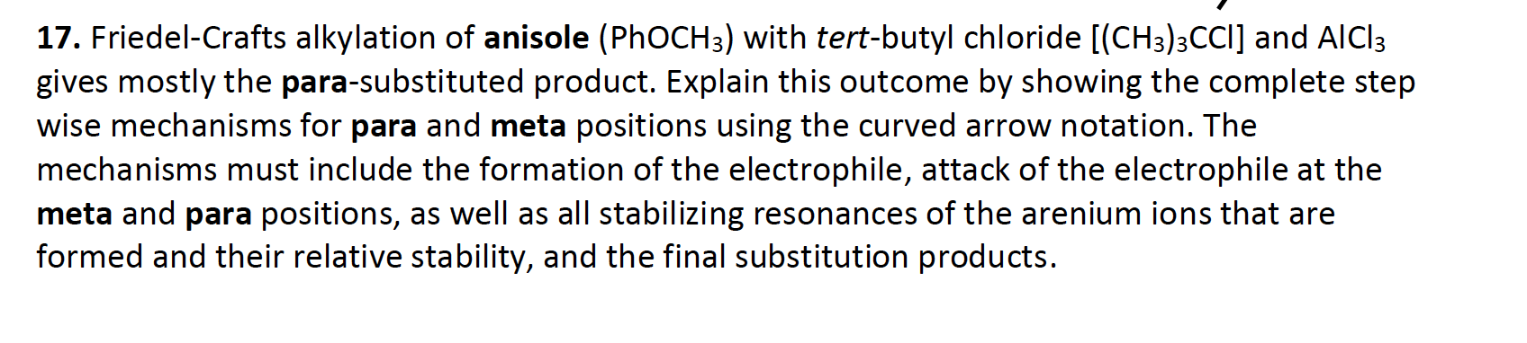 Solved Friedel-Crafts alkylation of anisole (PhOCH3) with | Chegg.com