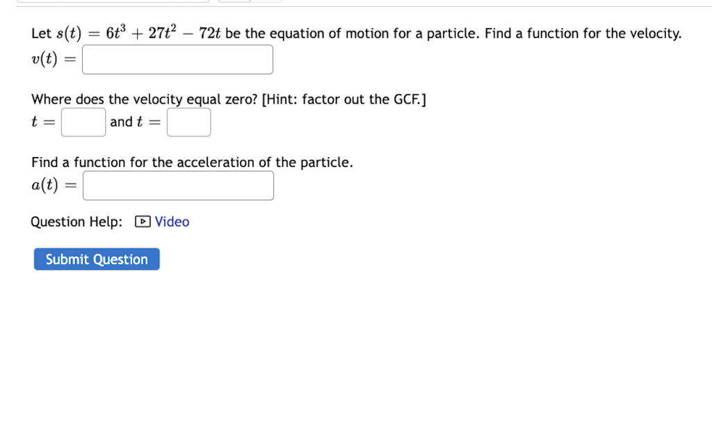 Solved Let S T 6t3 27t2−72t Be The Equation Of Motion For A