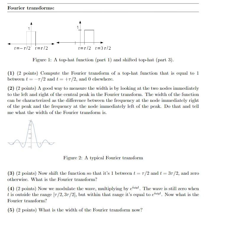Solved Fourier transforms: t=-1/2 t=r/2 t=r/2 t=3 r/2 Figure | Chegg.com