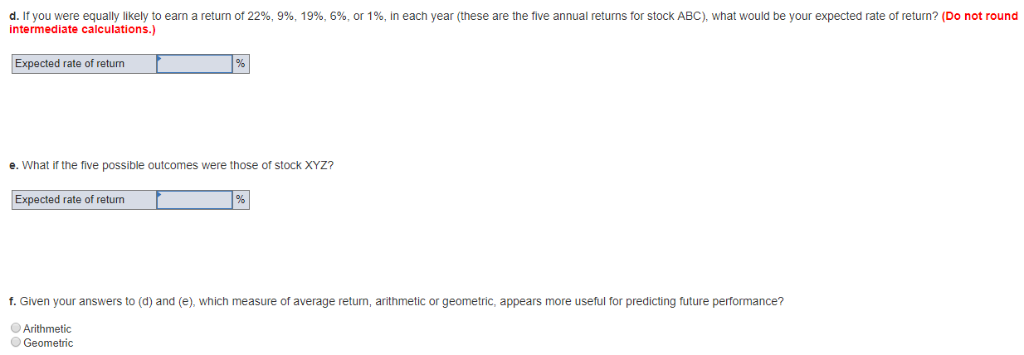 Solved Consider the rate of return of stocks ABC and XYZ. | Chegg.com