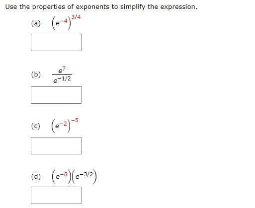Solved Use the properties of exponents to simplify each | Chegg.com