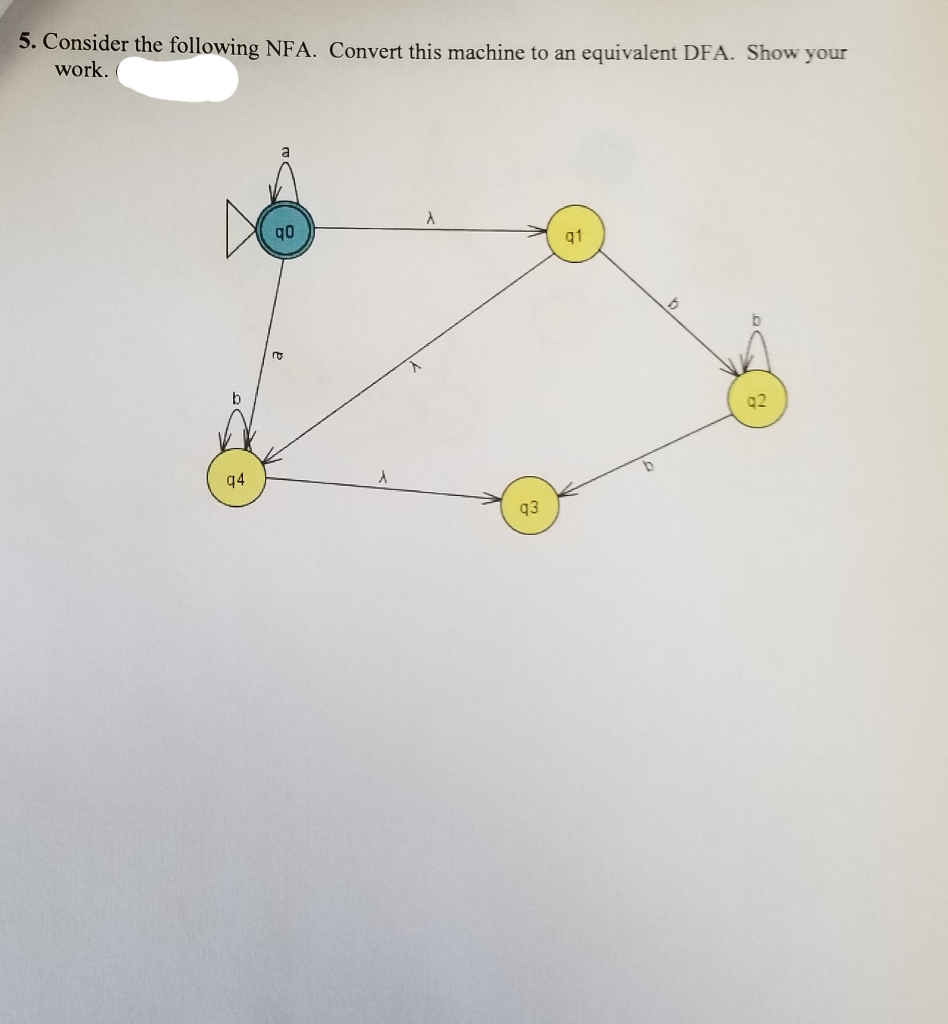 Solved 5. Consider the following NFA. Convert this machine | Chegg.com