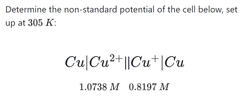 Solved Determine the non-standard potential of the cell | Chegg.com