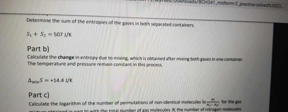 Solved Problem 3 Consider two separate containers: container | Chegg.com