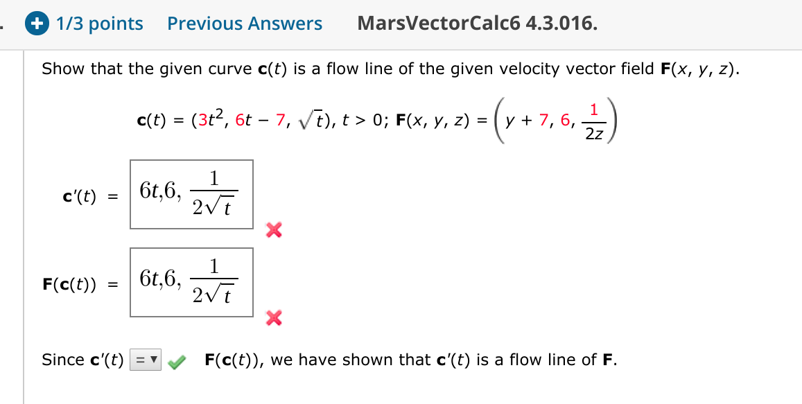 Solved + 1/3 points Previous Answers MarsVectorCalc6 | Chegg.com