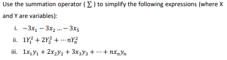 Solved Use the summation operator (Σ) to simplify the | Chegg.com