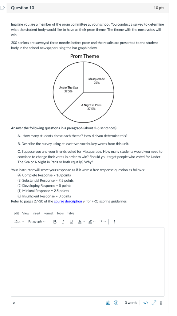 Solved Imagine you are a member of the prom committee at | Chegg.com
