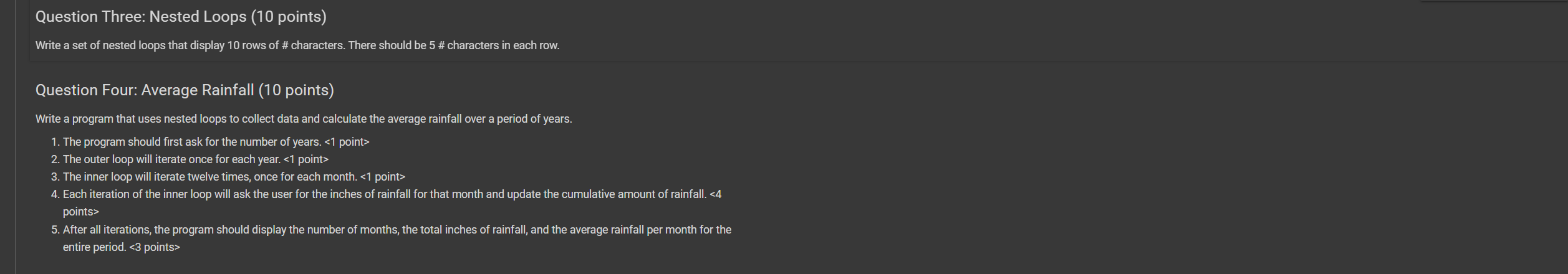 Solved Question Three: Nested Loops (10 ﻿points)Write a set | Chegg.com