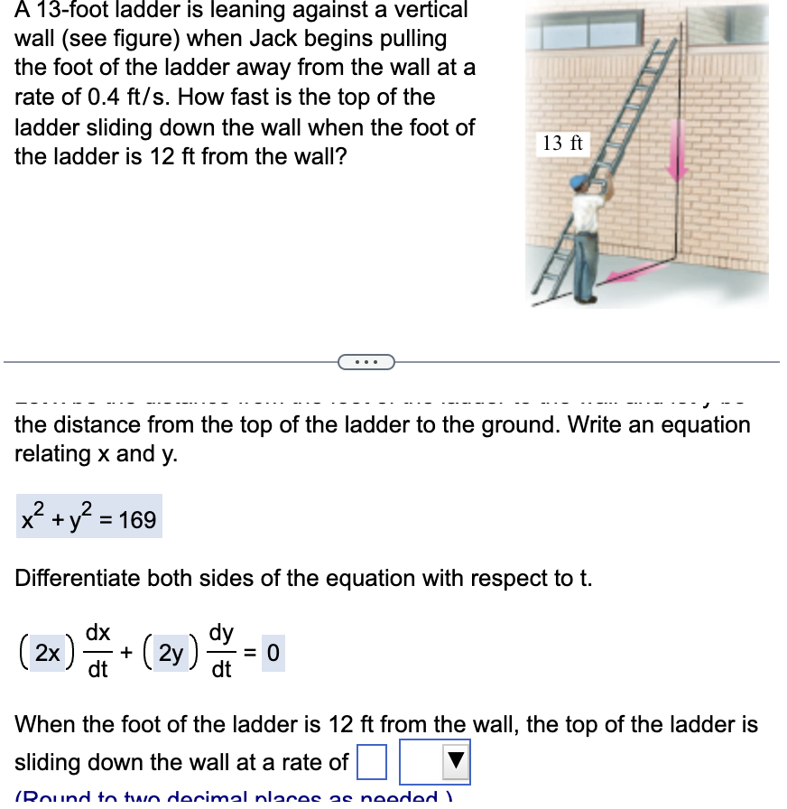 Solved A 13-foot ladder is leaning against a vertical wall | Chegg.com
