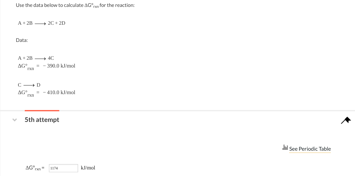Solved Use the data below to calculate AG rxn for the | Chegg.com
