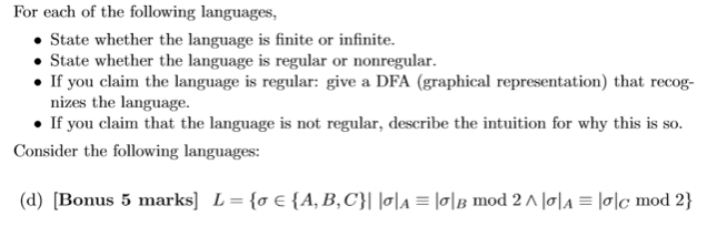 Solved For each of the following languages, . State whether | Chegg.com