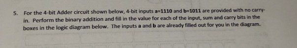 Solved 5. For the 4-bit Adder circuit shown below, 4-bit | Chegg.com