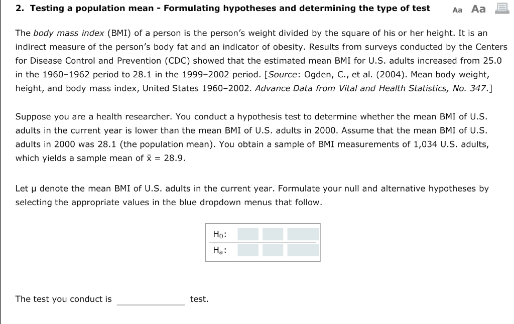 Solved 1. Formulating null and alternative hypotheses and | Chegg.com