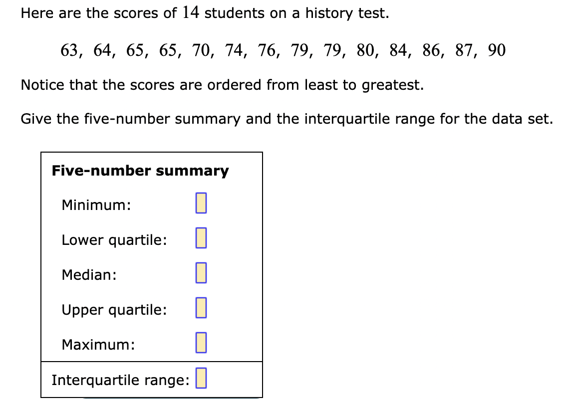 Solved Here are the scores of 14 students on a history test. | Chegg.com