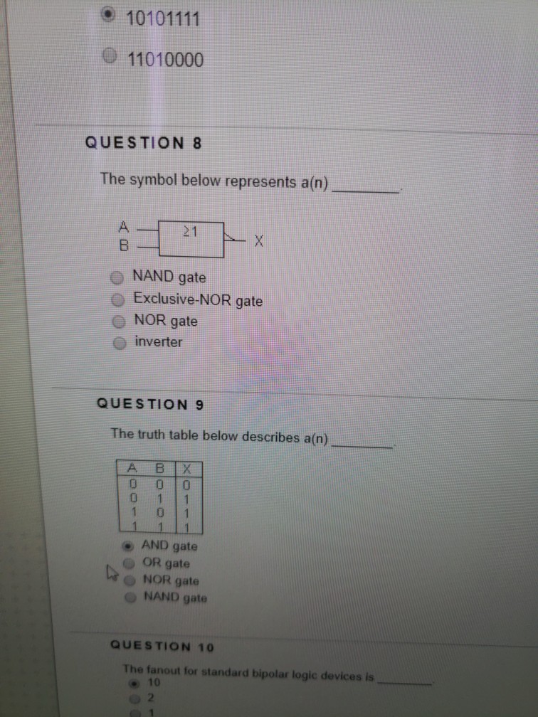 Solved 10101111 11010000 QUESTION 8 The symbol below | Chegg.com
