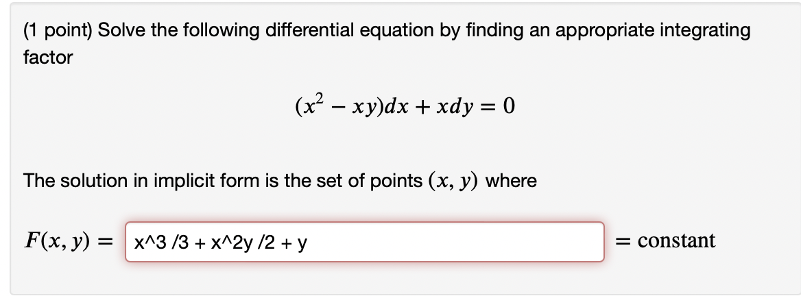 Solved (1 point) Solve the following differential equation | Chegg.com