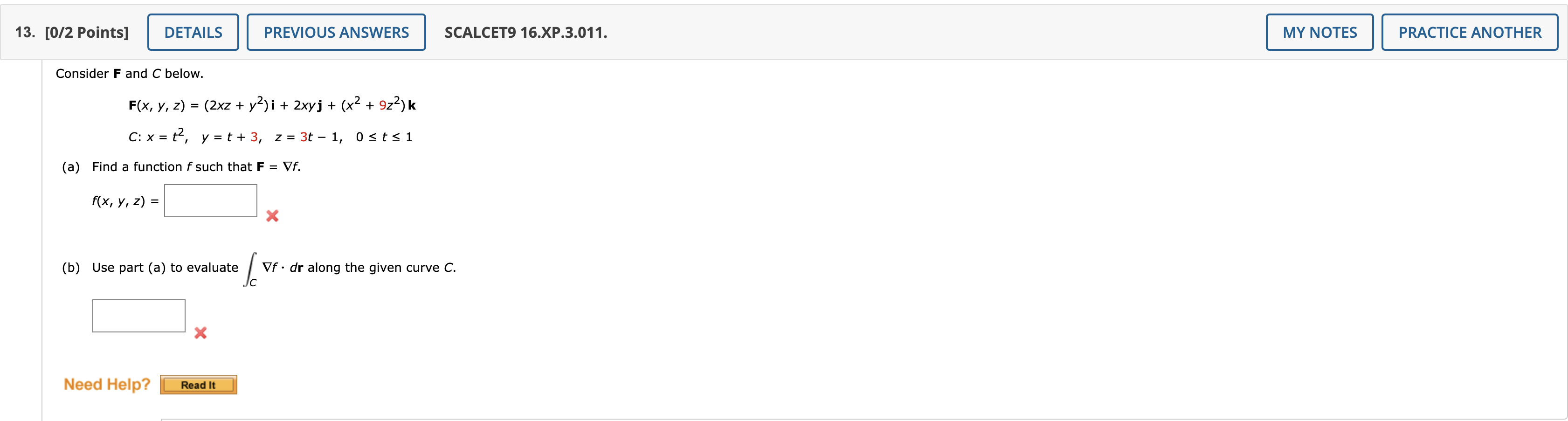 Solved [0/2 Points] SCALCET9 16.XP.3.011. Consider F and C | Chegg.com