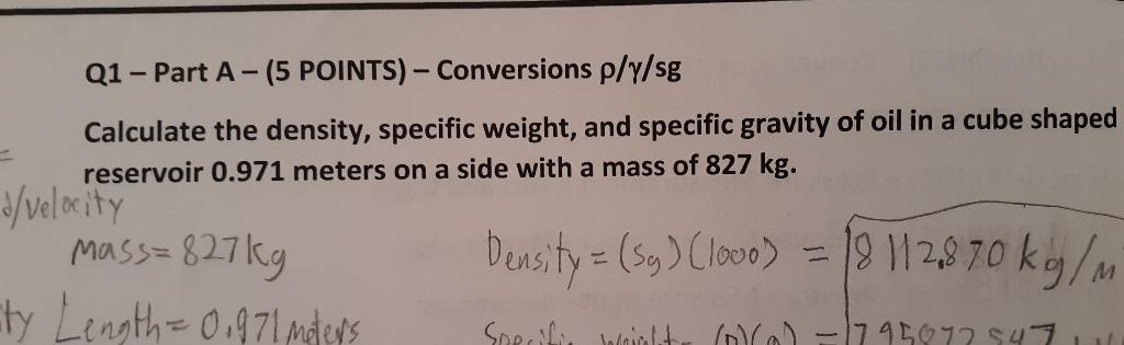 Solved Q1 - Part A - (5 POINTS) - Conversions ρ/γ/sg | Chegg.com