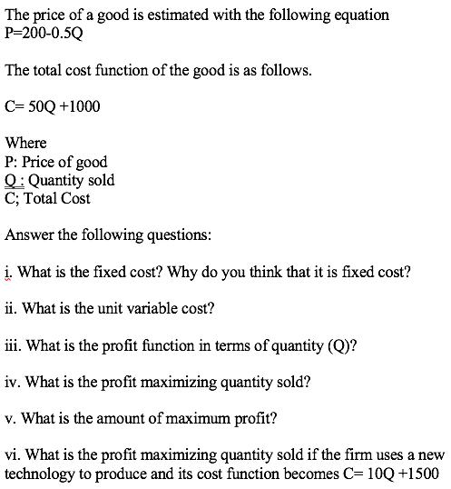 Solved The price of a good is estimated with the following | Chegg.com