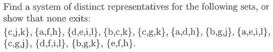 Solved Find a system of distinct representatives for the | Chegg.com