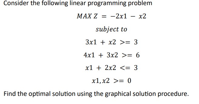 Solved Consider the following linear programming problem | Chegg.com