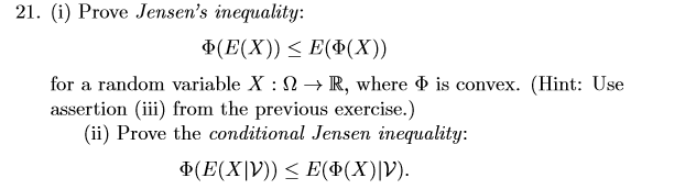 21. (i) Prove Jensen's inequality: 0(E(X))