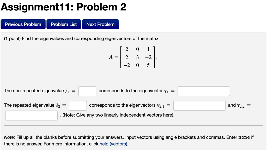 Solved Assignment11 Problem 2 Previous Problem Problem List 