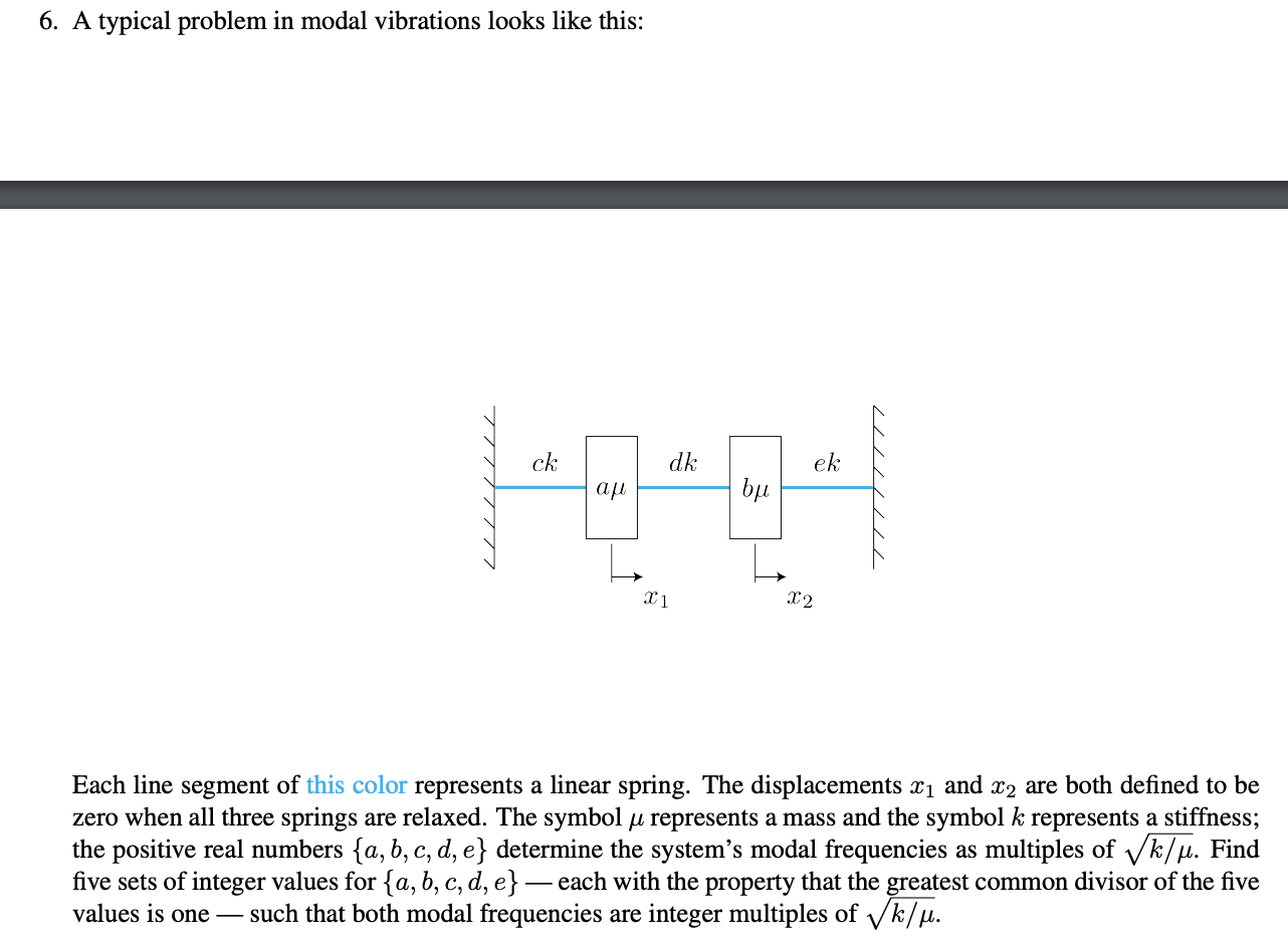 Solved 6. A typical problem in modal vibrations looks like | Chegg.com