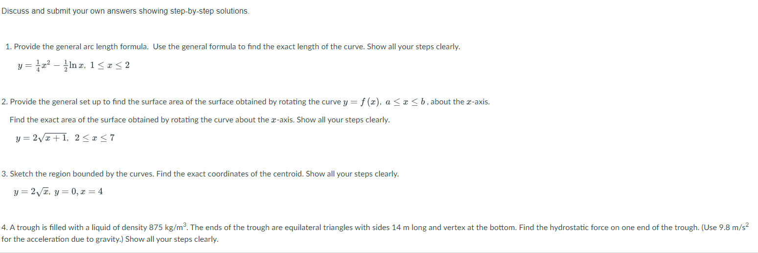 Solved Discuss and submit your own answers showing | Chegg.com