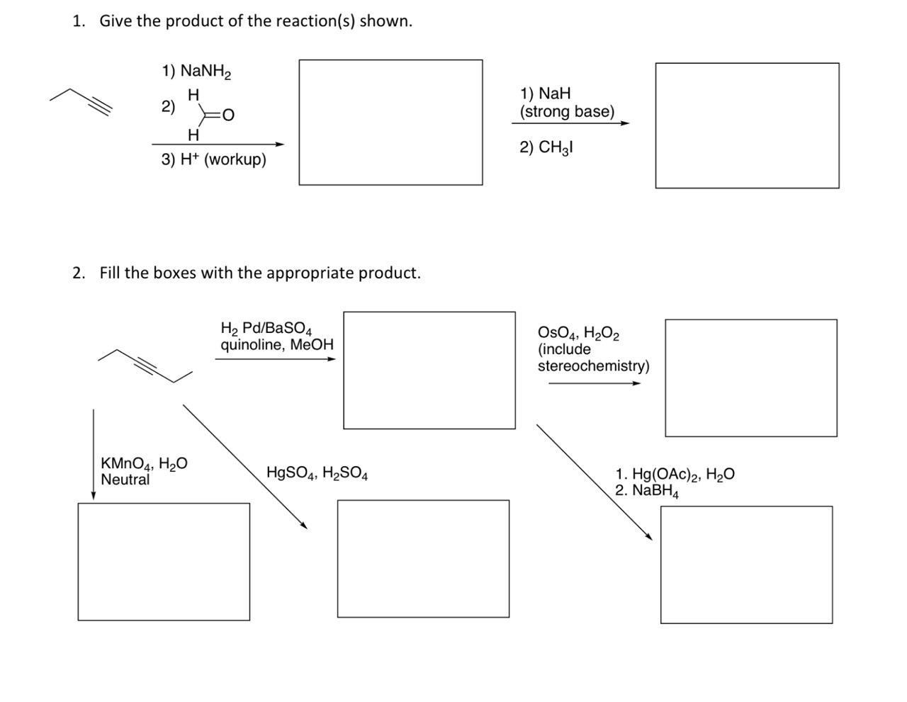 Solved 1. Give the product of the reaction(s) shown. 1) | Chegg.com
