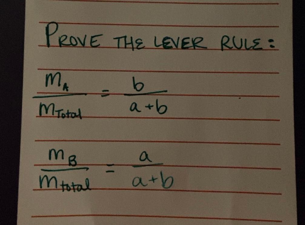 Solved Prove the lever rule: mTotal mA=a+bbmtotal mB=a+ba | Chegg.com