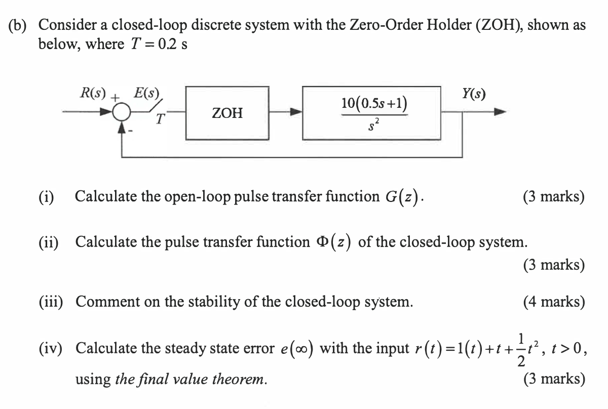 Solved B Consider A Closed Loop Discrete System With The 