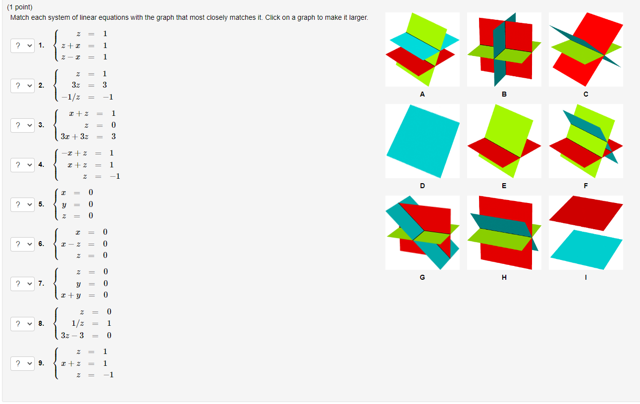 Solved (1 point) Match each system of linear equations with | Chegg.com