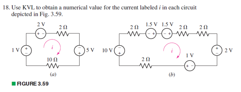 Solved 8. Use KVL to obtain a numerical value for the | Chegg.com